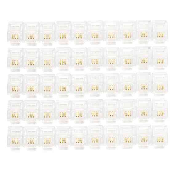 100X 4 Pin RJ11 RJ-11 6P4C Modular Telephone Phone Crystal Plug ...
