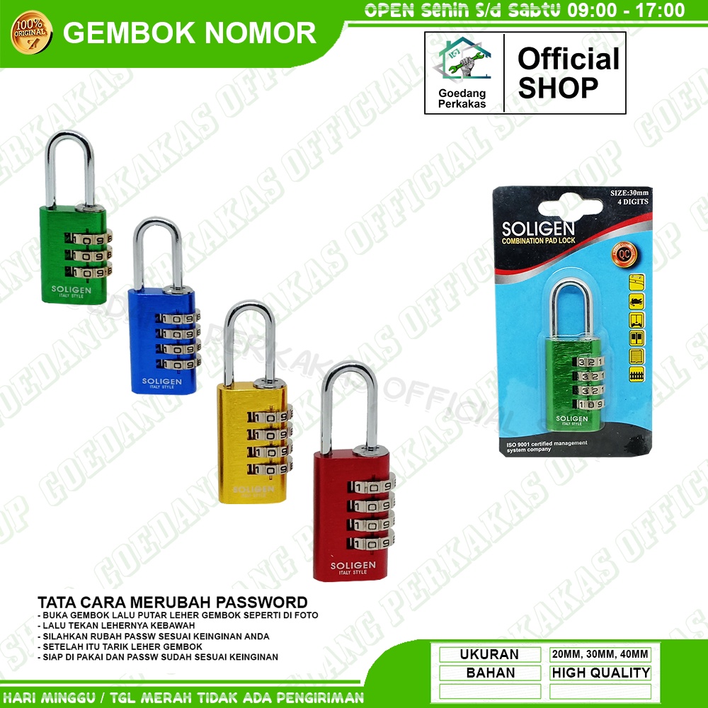 4-Digit Number Padlock Digital Pin Number PadlockSOLIGEN 20MM 30MM 40MM ...