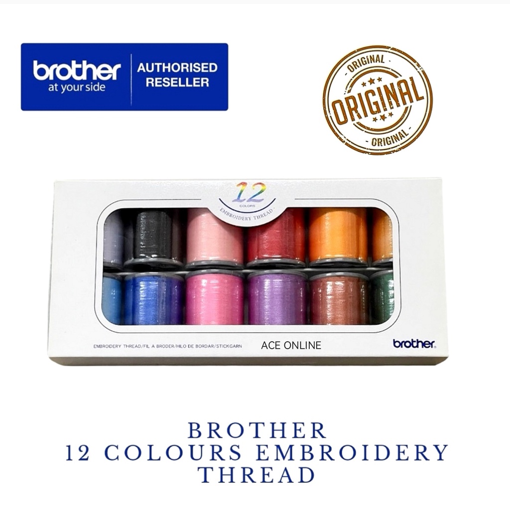 Brother Embroidery Threads Polyster 300m (12 Colors) | Shopee Philippines