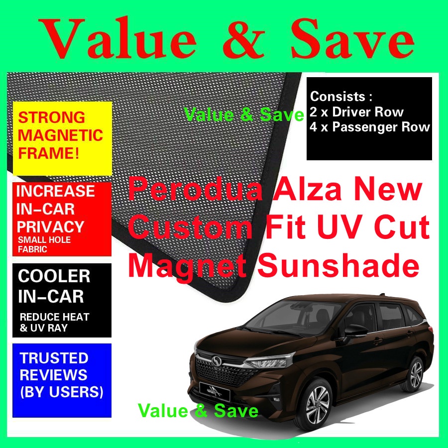 Perodua Alza 2022 - 2025 Toyota Veloz Custom Fit Magnet Sun Shade ...