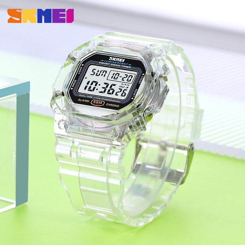 SKMEI 1999 Sports Simple Student Watch Fashion Transparent Case With ...