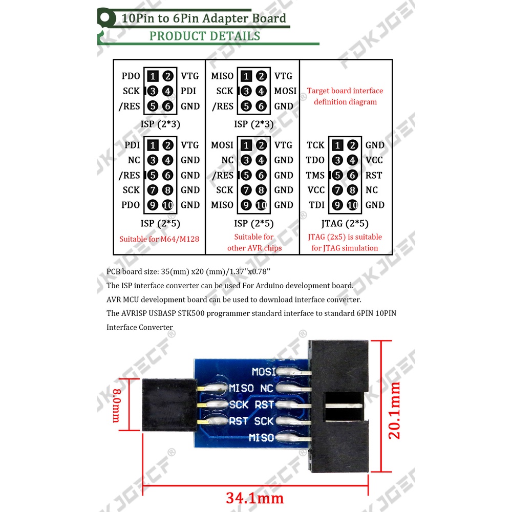 10Pin To 6PiN Convert To Standard 10 Pin To 6 Pin Adapter Board For ...