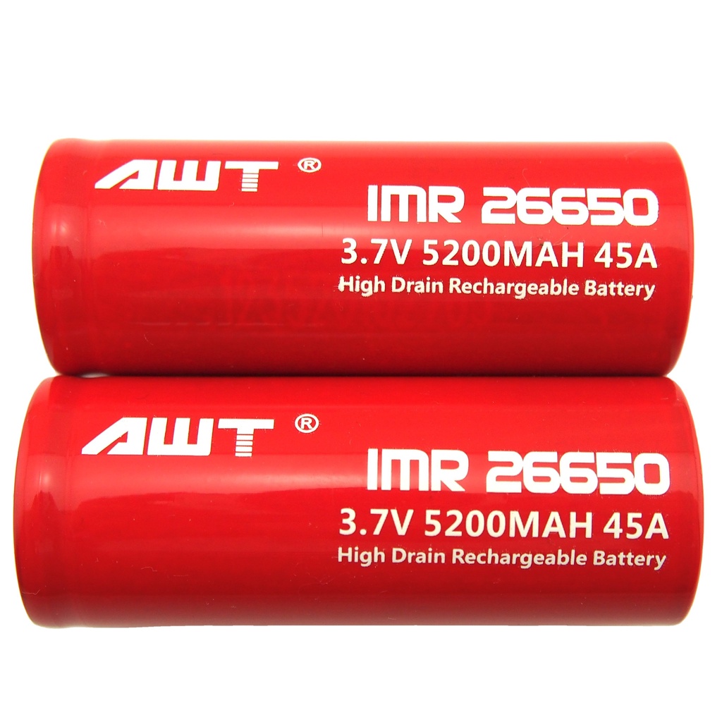 AWT 3.7v 26650 battery 26650 5200mah 45A and 3.7V 3000mah 35A IMR 18650 ...