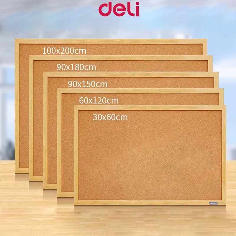 Deli Bulletin Board Wall Stationery Corkboard Wooden Office Cork With Frame | Shopee Philippines