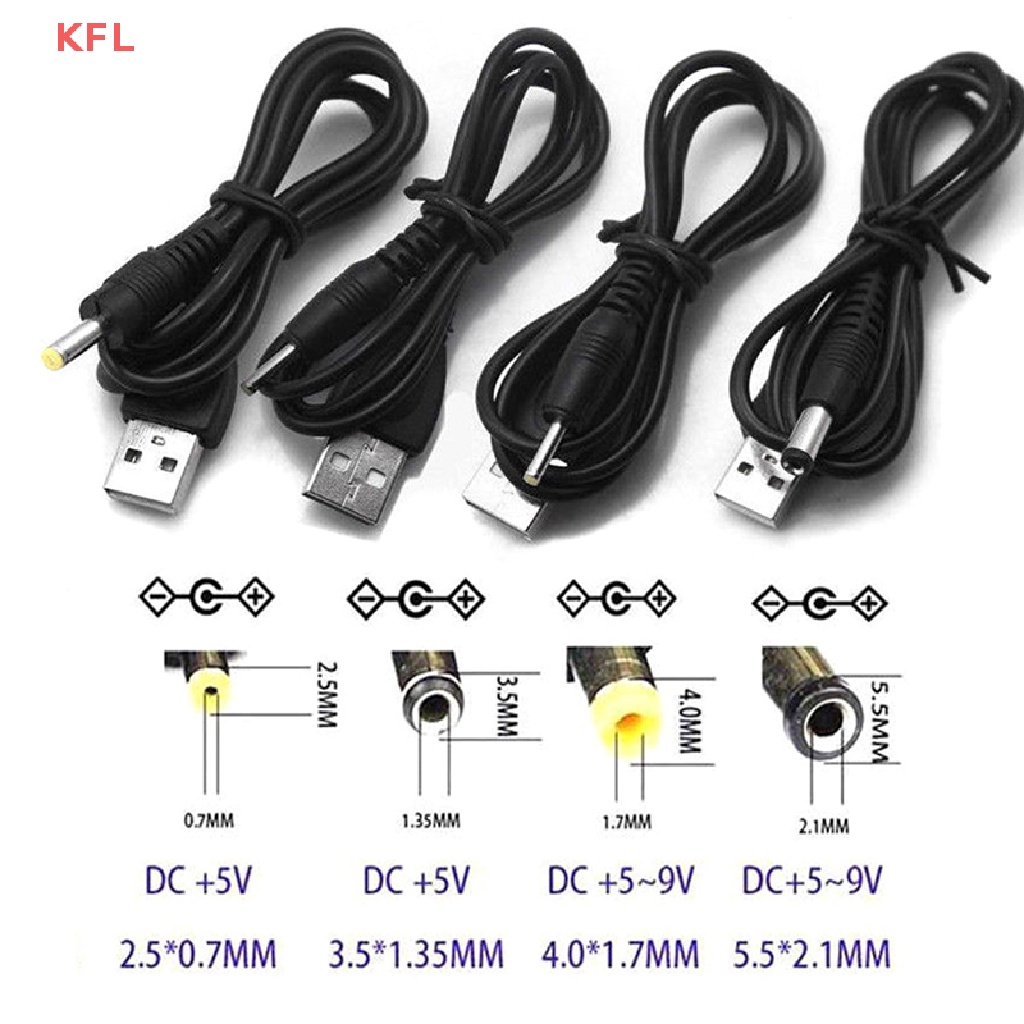 (KFL) USB Port to 2.5 3.5 4.0 5.5mm 5V DC Barrel Jack Power Cable Cord ...