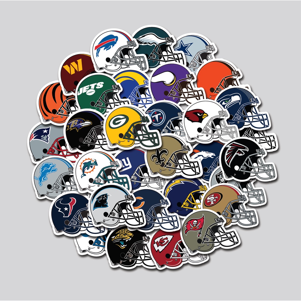 Nfl HELMET TEAM STICKER PACK | Laptop TUMBLER Sticker | Helmet Luggage ...