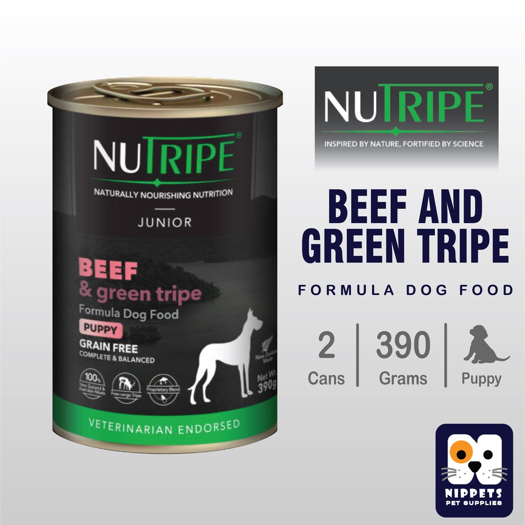 NUTRIPE Junior Beef and Green Tripe Flavor Wet Formula Dog Food in Can ...