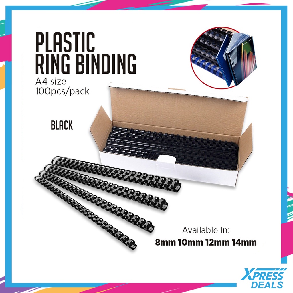 Plastic Ring Binding Black A4 Size (100 pcs per pack) | XPD | Shopee ...