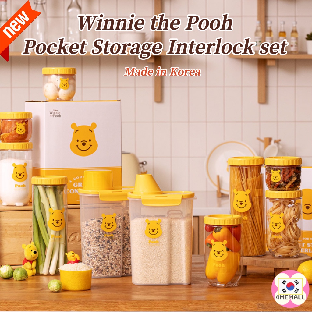 LocknLock × Disney Winnie the Pooh Pocket Storage Interlock Round ...
