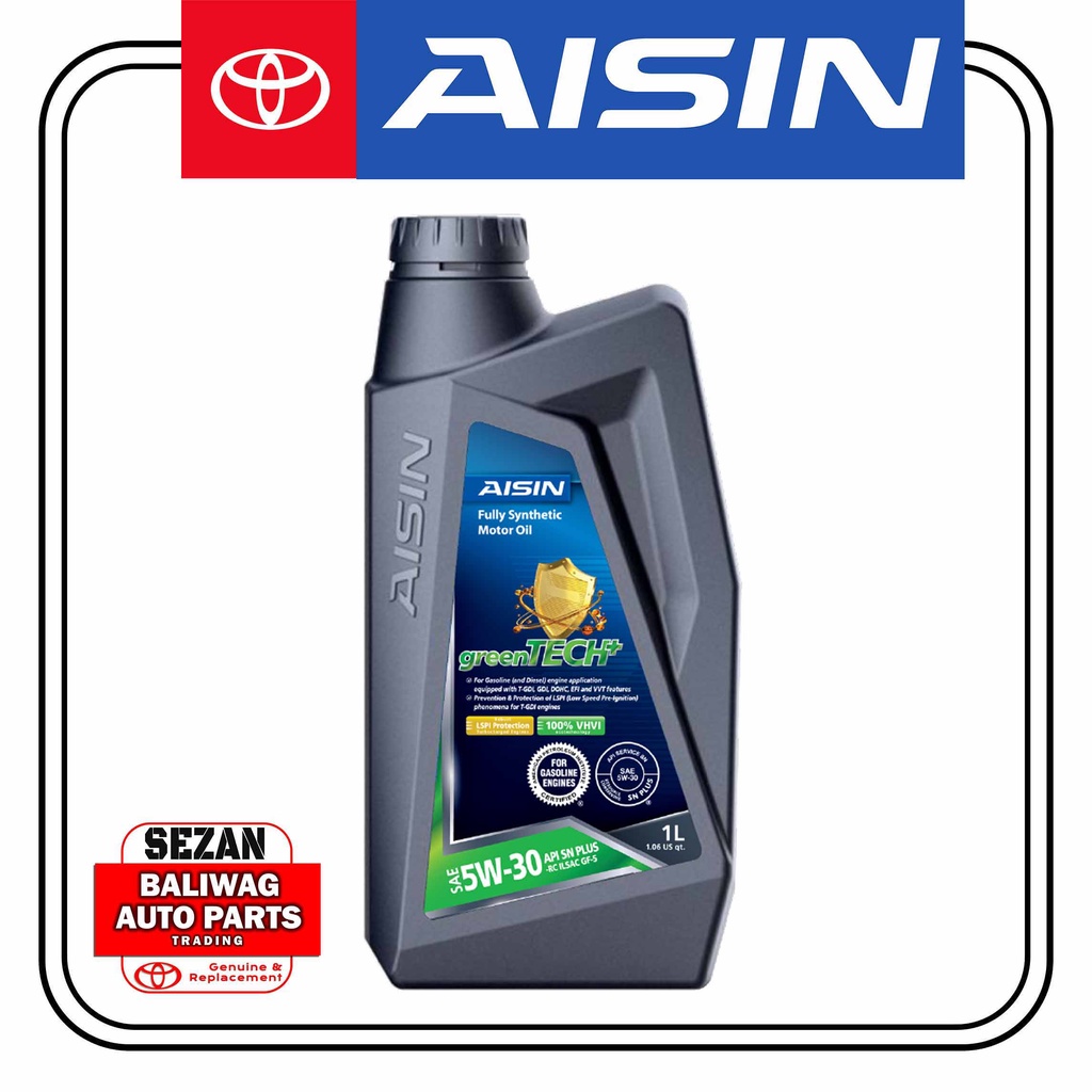 AISIN MOTOR OIL SAE 5W-30 API SN PLUS GREENTECH 1 LITER FULLY SYNTHETIC ...