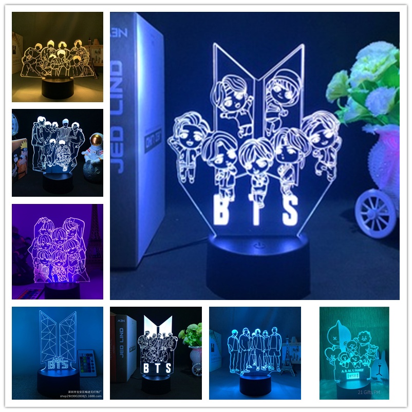 Sam BTS LED Night Light Bangtan Boy Change Touch Remote Control ...