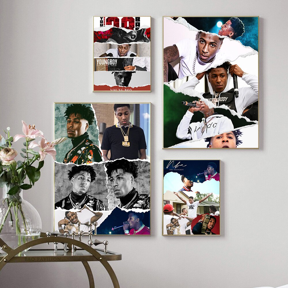 Nba YoungBoy Rapper Star Print Art Poster Hip Hop Music Singer Wall ...