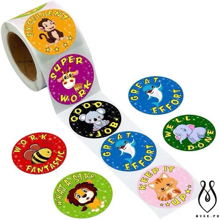 MUSE.PH 500 pcs/roll cute cartoon animals reward stickers for teacher ...