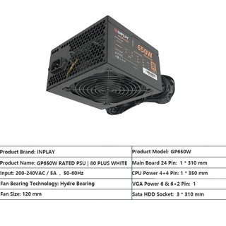 INPLAY GS450/GS550/GS650/GS750 ULTRA-SERIES RATED 80Plus ATX POWER ...