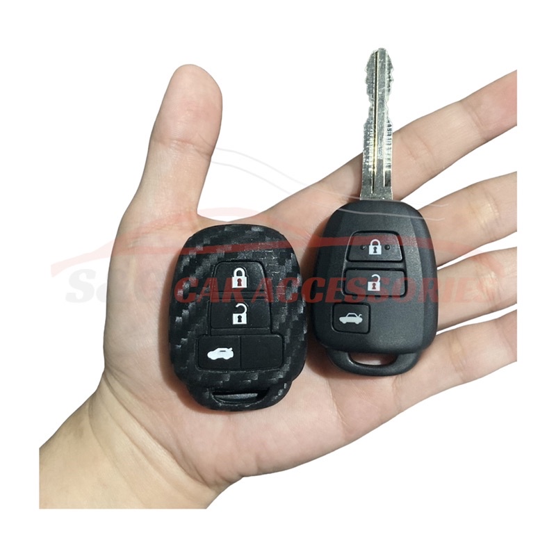 Carbon fiber Silicone Smart Key Keyless Remote Cover for Toyota Vios ...