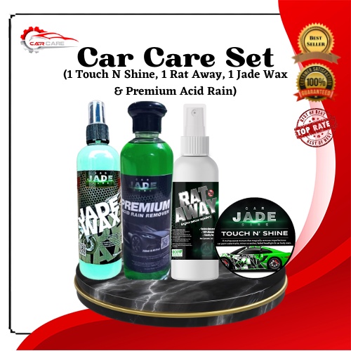 CAR CARE SET ( 1 TOUCH N SHINE, 1 RAT AWAY, 1 JADE WAX & 1 PREMIUM ACID ...