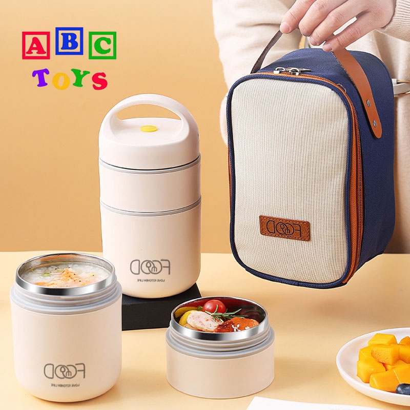 Stainless Steel Vacuum Thermal Lunch Box Insulated Lunch Bag Food ...