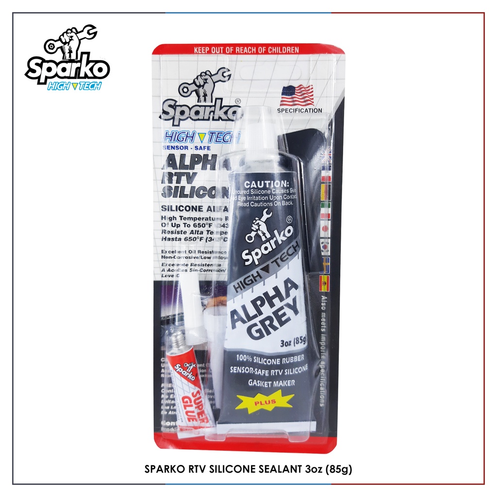 Sparko Hi-Temp RTV Silicone Sealant Rubber Gasket Maker Clear, Red, Black, Alpha Grey 85g ...