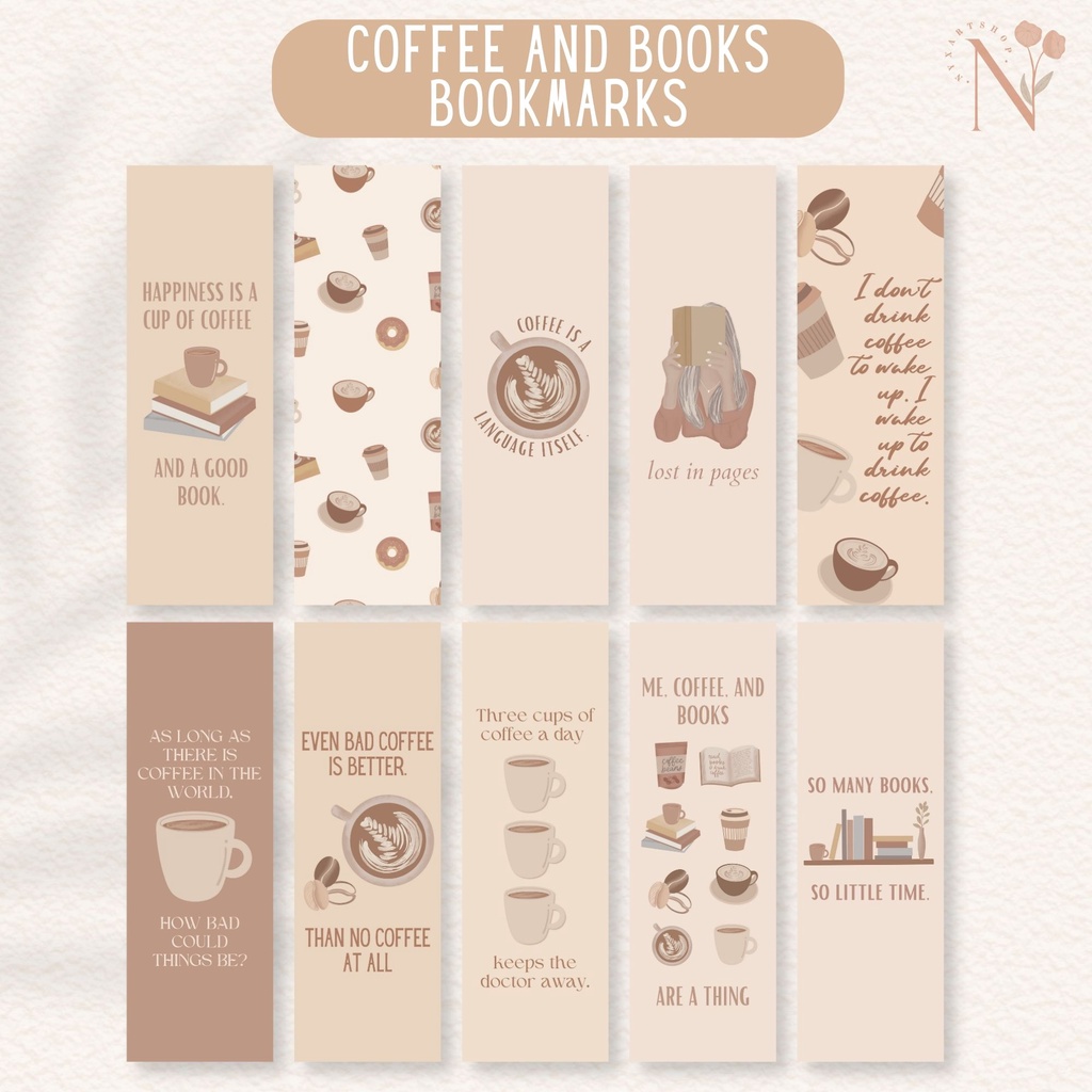 Coffee Bookmarks Illustration Statements | Aesthetic Minimalist ...