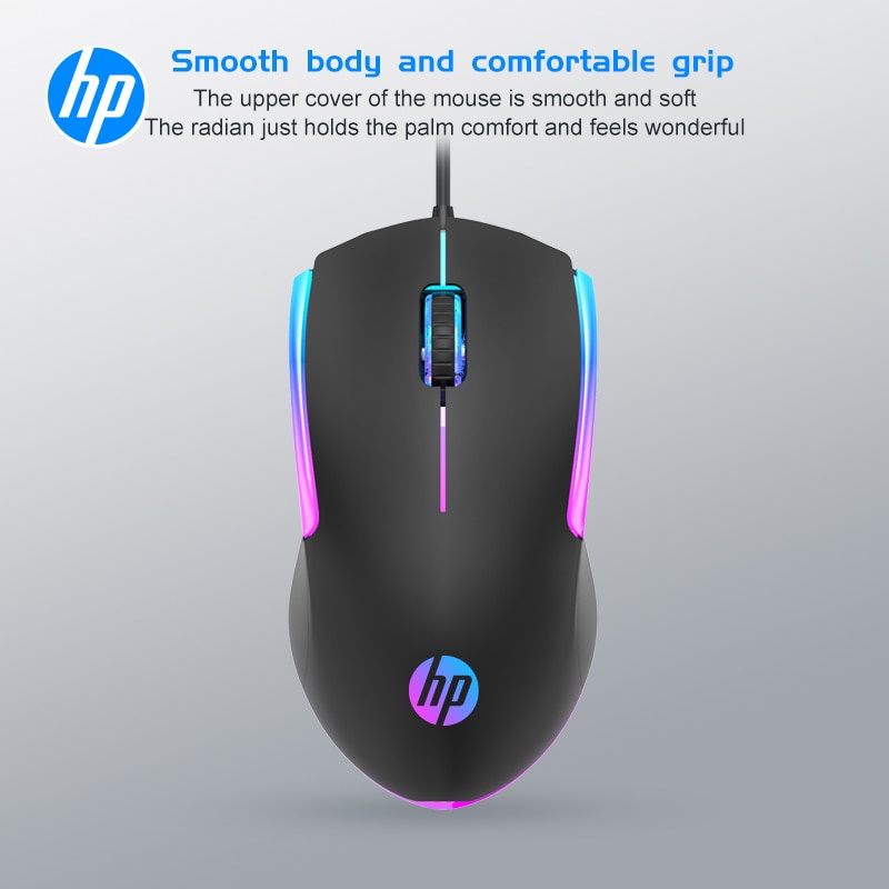 HP M160 Wired Gaming Mouse LED Backlight DPI 1000 Ergonomik Gamer Mice for PC Laptop | Shopee ...