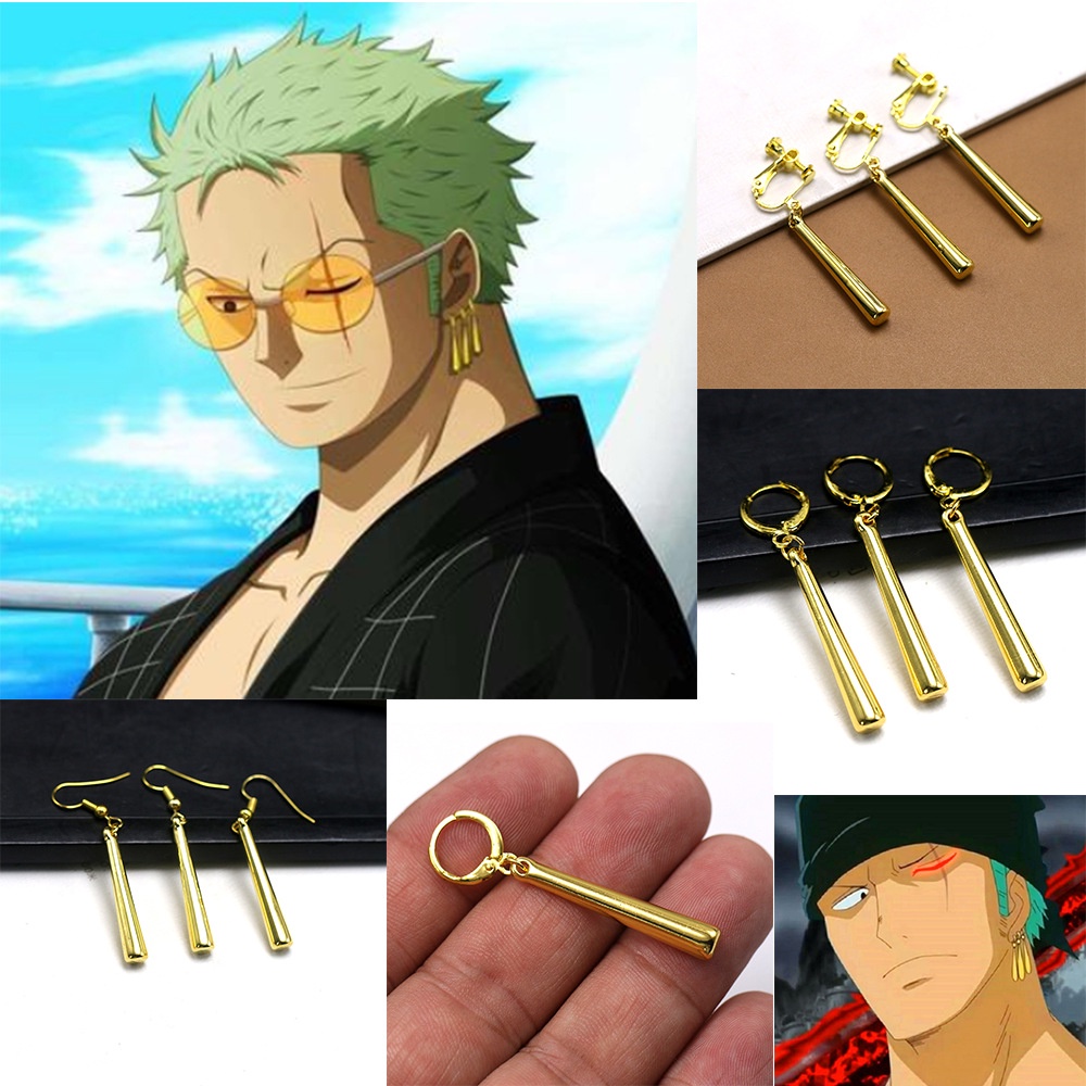 3PCS Fashion Hook Earring One Piece Roronoa Zoro Drop Earrings Anime ...