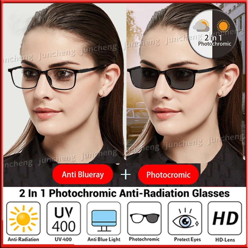 Photochromic Anti Radiation Eye Glasses For Women Men Anti Rad Sun ...