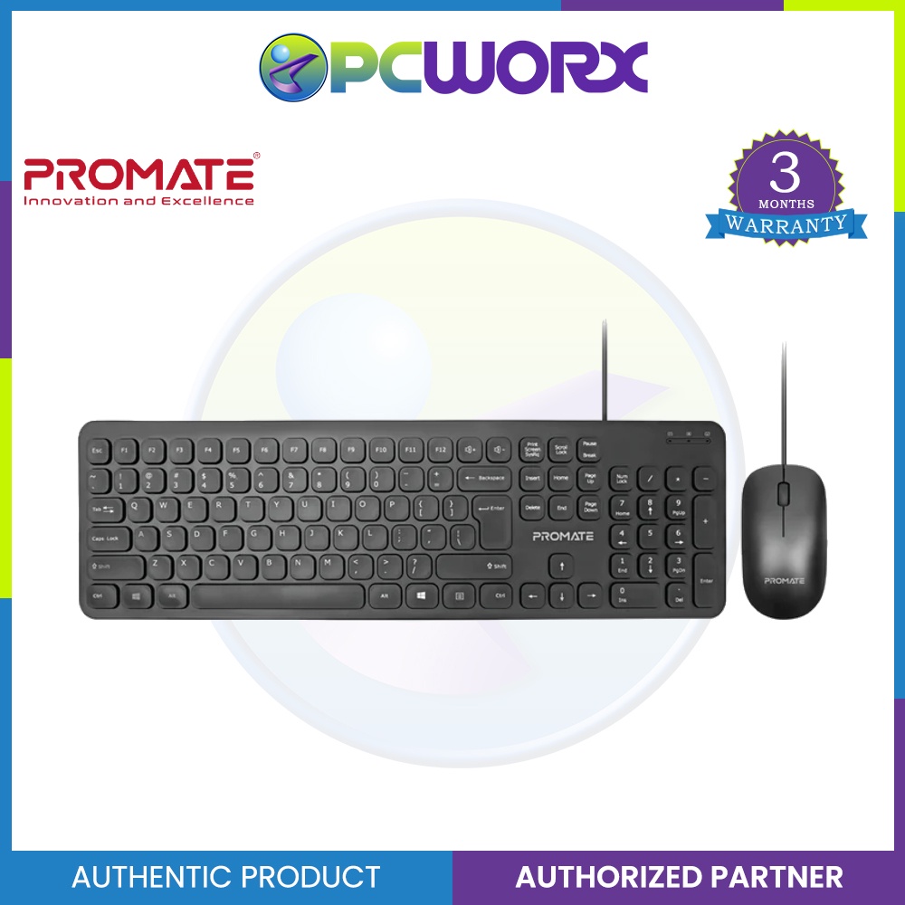 Promate Combo-KM2 Quiet Key Wired Compact KeyBoard & Mouse | Shopee Philippines