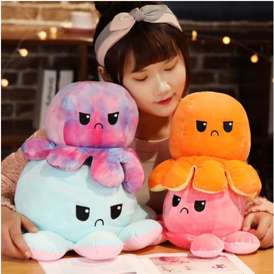 20cm Flip Reversible Plush Angry Octopus Doll Stuffed Toys Birthday ...
