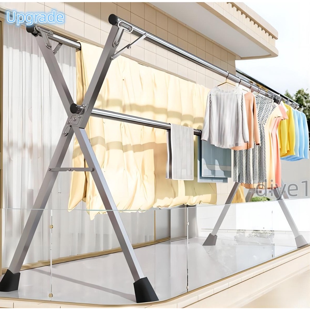 [Reinforce]Foldable Sampayan Stainless Clothes Rack Laundry Drying Rack ...