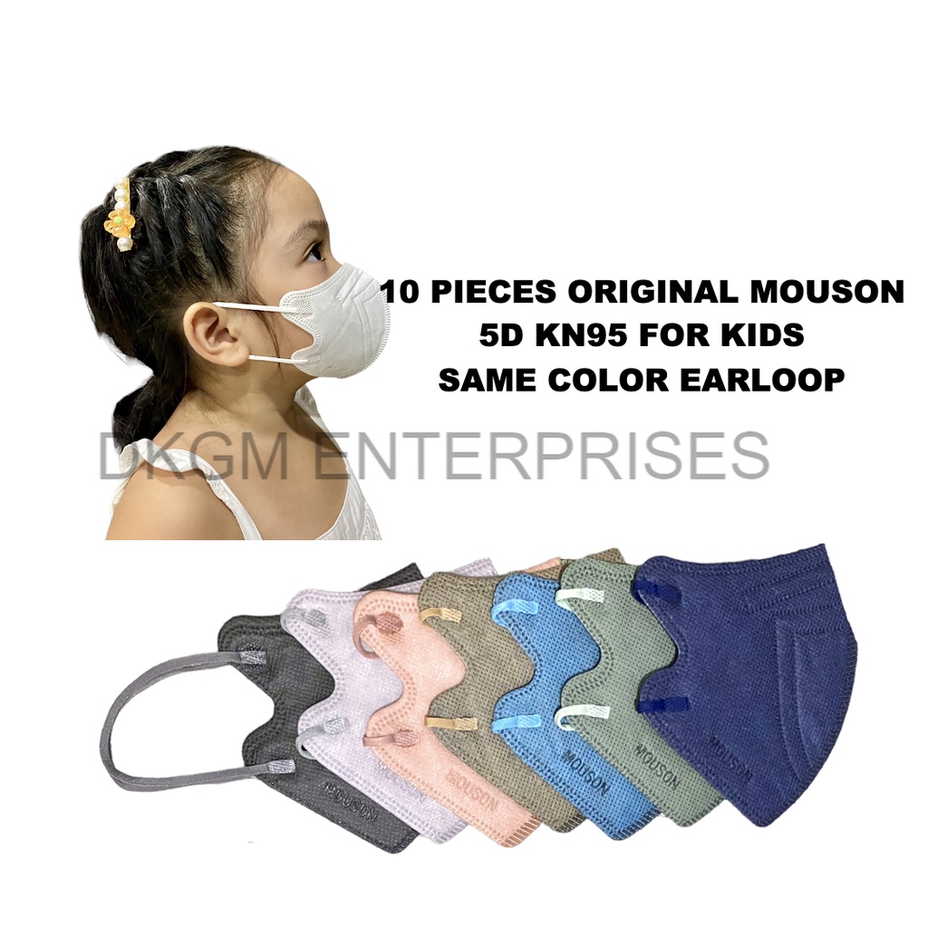 10 PIECES ORIGINAL MOUSON 5D KN95 FACE MASK FOR KIDS COLORED SERIES ...