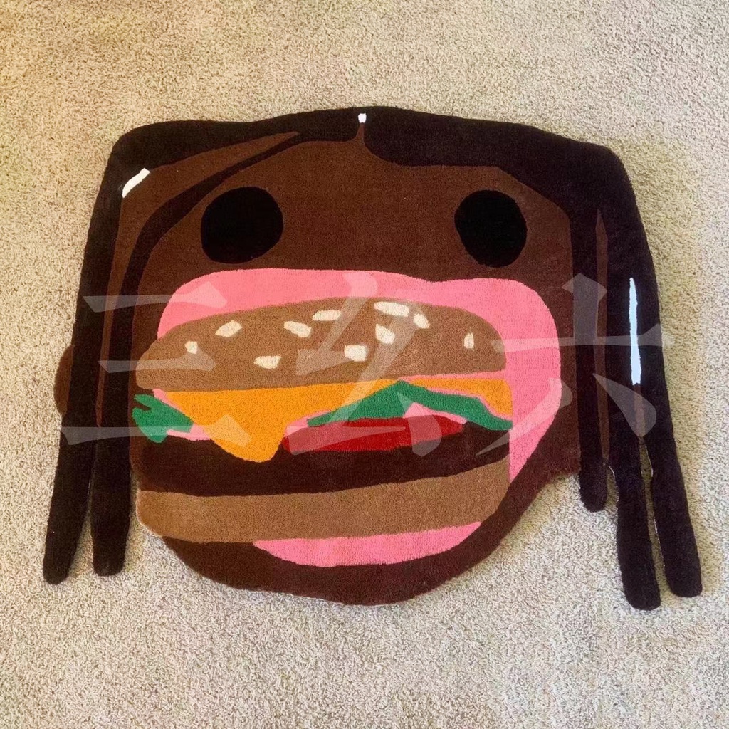 Large Size Travis Scott × McDonalds CJ Burger Mouth Rug Thick Carpet ...