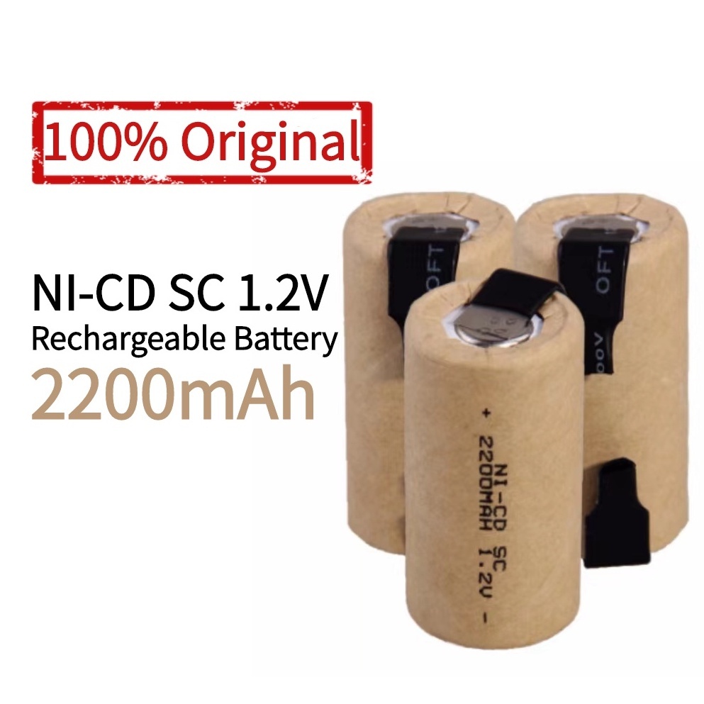 1.2V Rechargeable Battery 1.2V SC 2200mAh Sub C NI-CD Cell With Welding Tabs for Electric ...