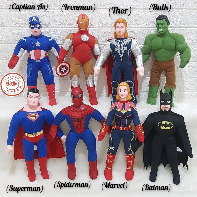 Superhero Doll Rubber Face Hulk Spiderman Superman Capten As Ironman ...