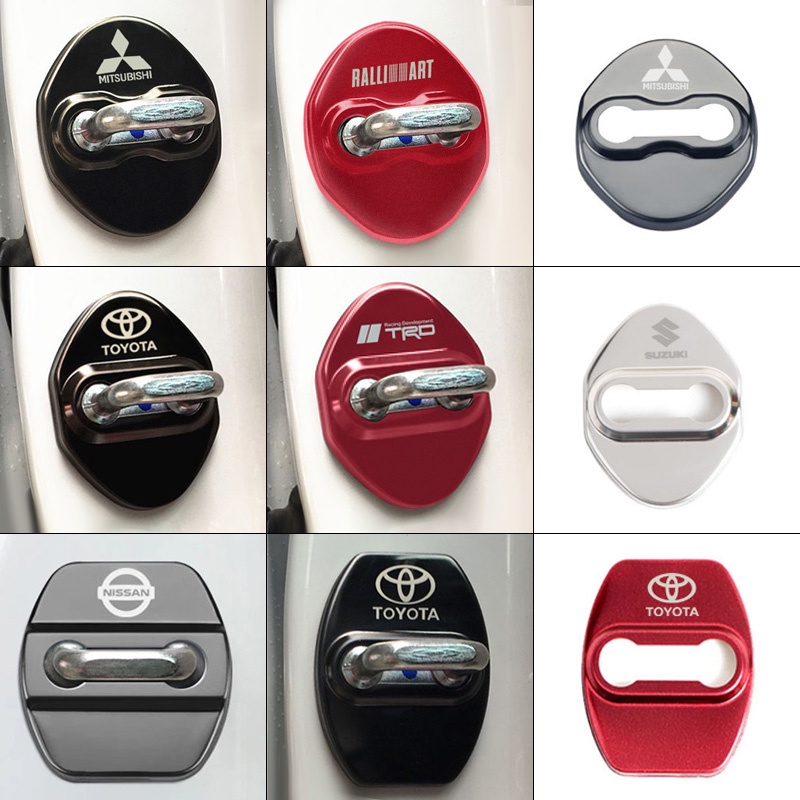 4pcs Car Door Lock Cover Stainless Steel Car Door Lock Protective Cover ...