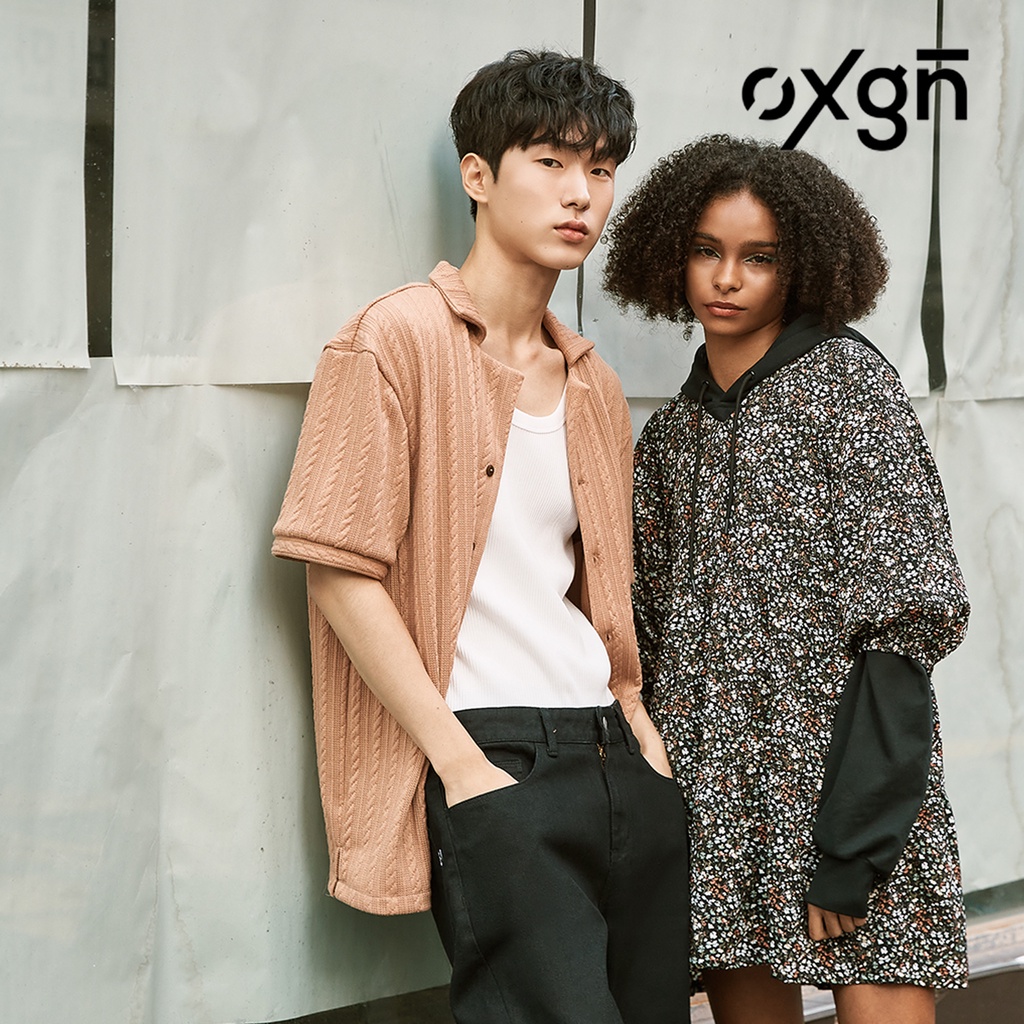 OXGN Shirt In Cable Knit Fabric For Men (Black/Tan) | Shopee Philippines