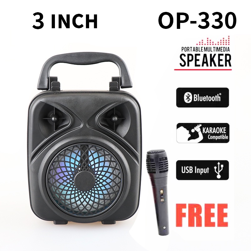Gts 1360 Karaoke Led Flash Portable Wireless Bluetooth Speaker With Fm