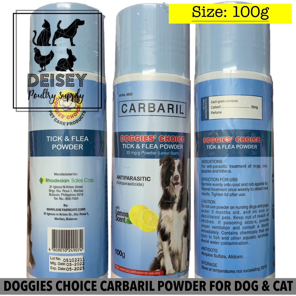 Carbaryl Doggies Choice Tick & Flea Powder for Dog & Cat (100grams ...