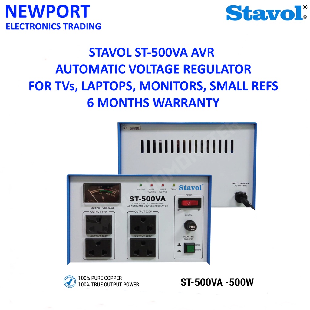 Stavol ST-500VA 500VA Automatic Voltage Regulator | Shopee Philippines
