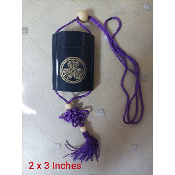 Vintage Japanese Samurai Inro Traditional Pill Box Netsuke Mitsuba ...