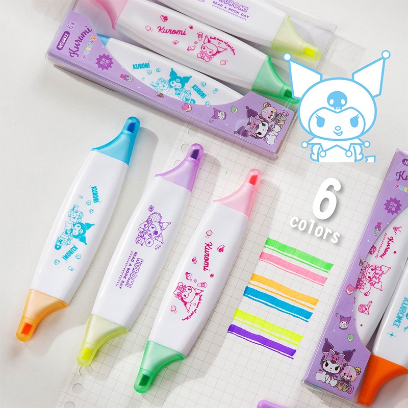 3 Sets Sanrio Cute Kawaii Kuromi Cinnamoroll Color Highlighter Pens ...