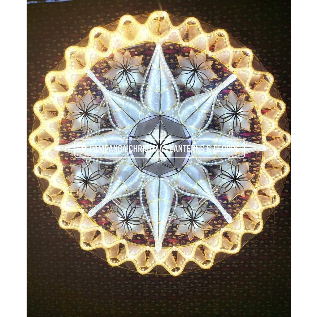 ST72 WHITE GOLD Parol made of Capis with Pure LED lights from Pampanga ...
