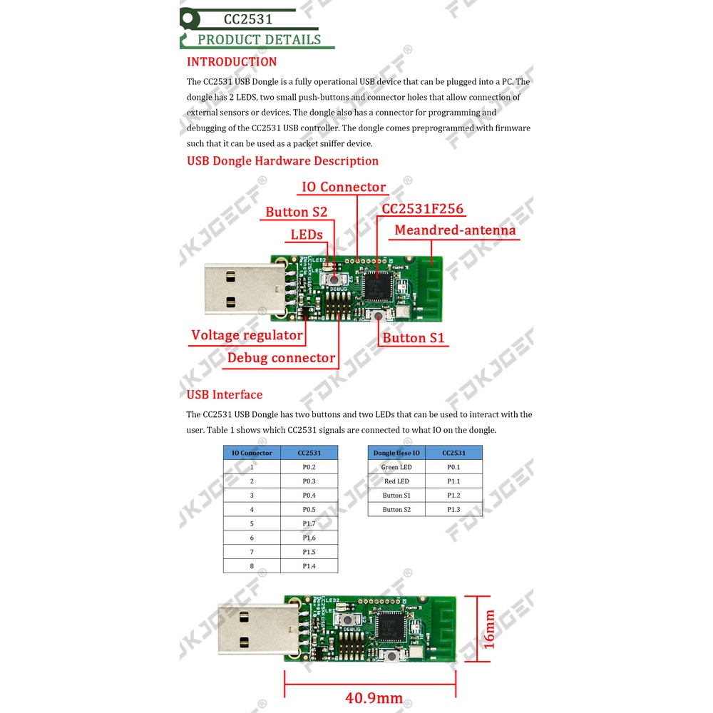 Wireless Zigbee CC2531 CC2540 Sniffer Bare Board Packet Protocol ...