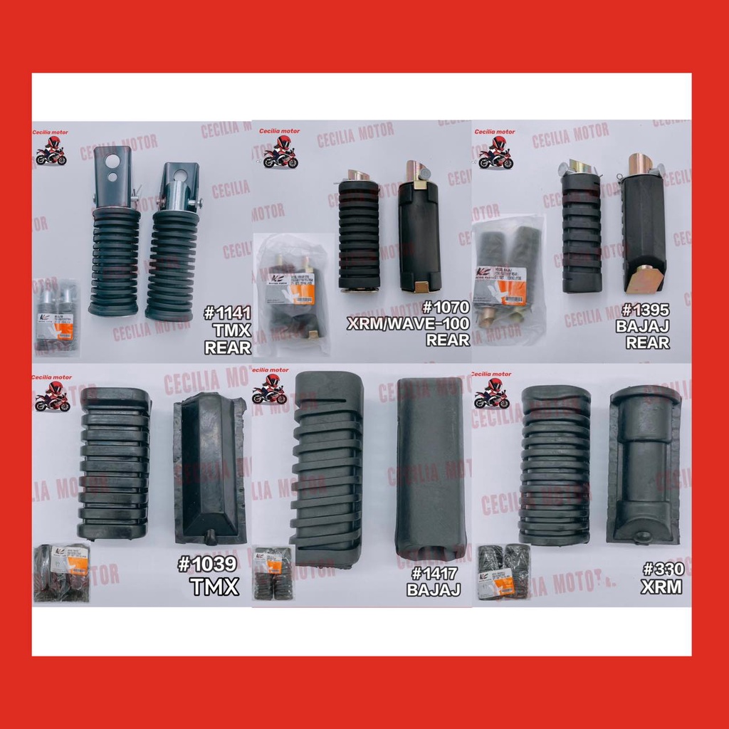 MOTORCYCLE RUBBER FRONT/ REAR FOOTREST TMX XRM BAJAJ WAVE-100 WAVE125 ...
