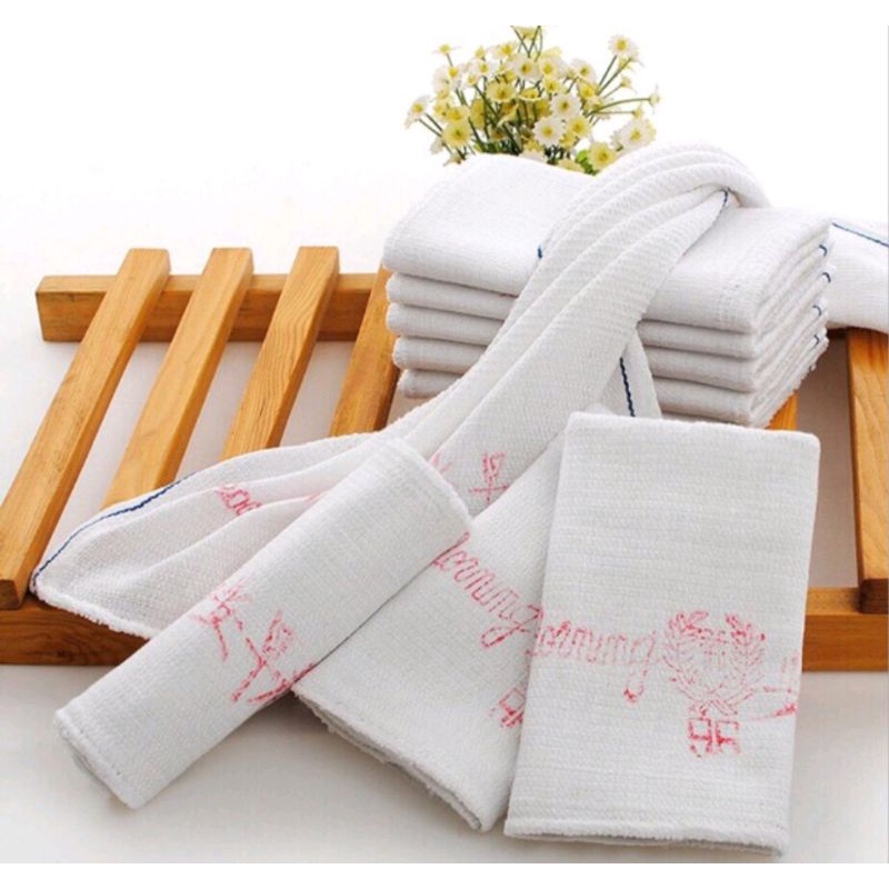 12pcs Good Morning face towel (BLUE AND RED STRING) | Shopee Philippines