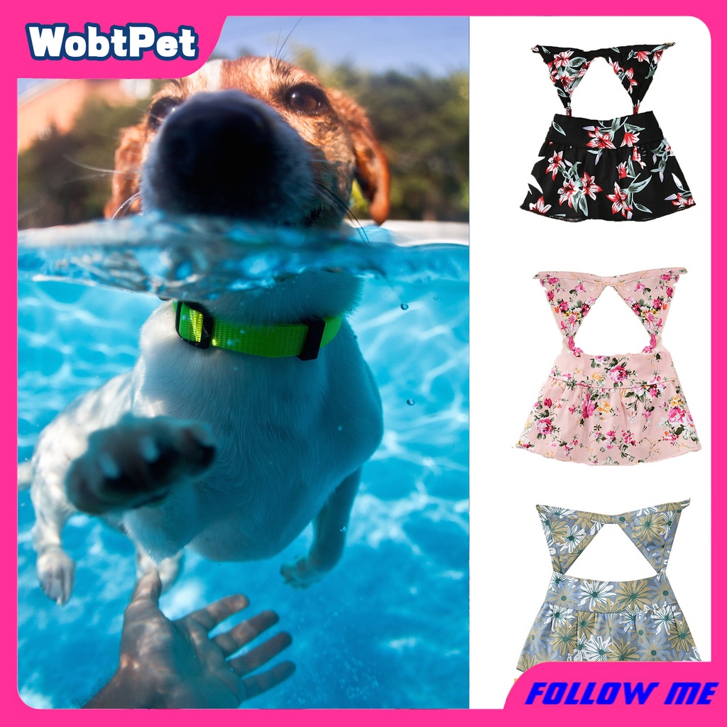 【WD】Pet Swimsuit Sling Floral Printing Sleeveless Dogs Bikini Beach ...