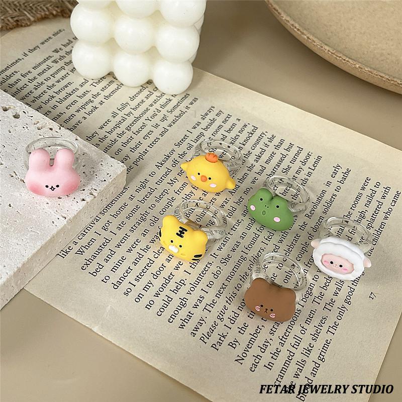 【FETAR】Harajuku Style Girl Children Ring Cute Sheep Frog Childlike Ring ...