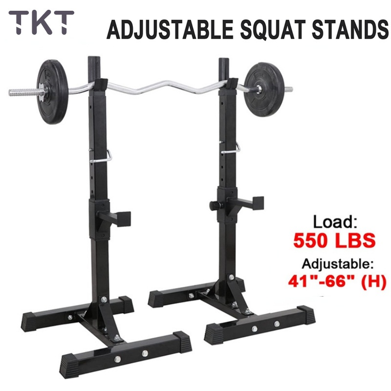 TKT Max Load 550Lbs Pair Of Adjustable 40"-66" Squat Rack Sturdy Steel ...