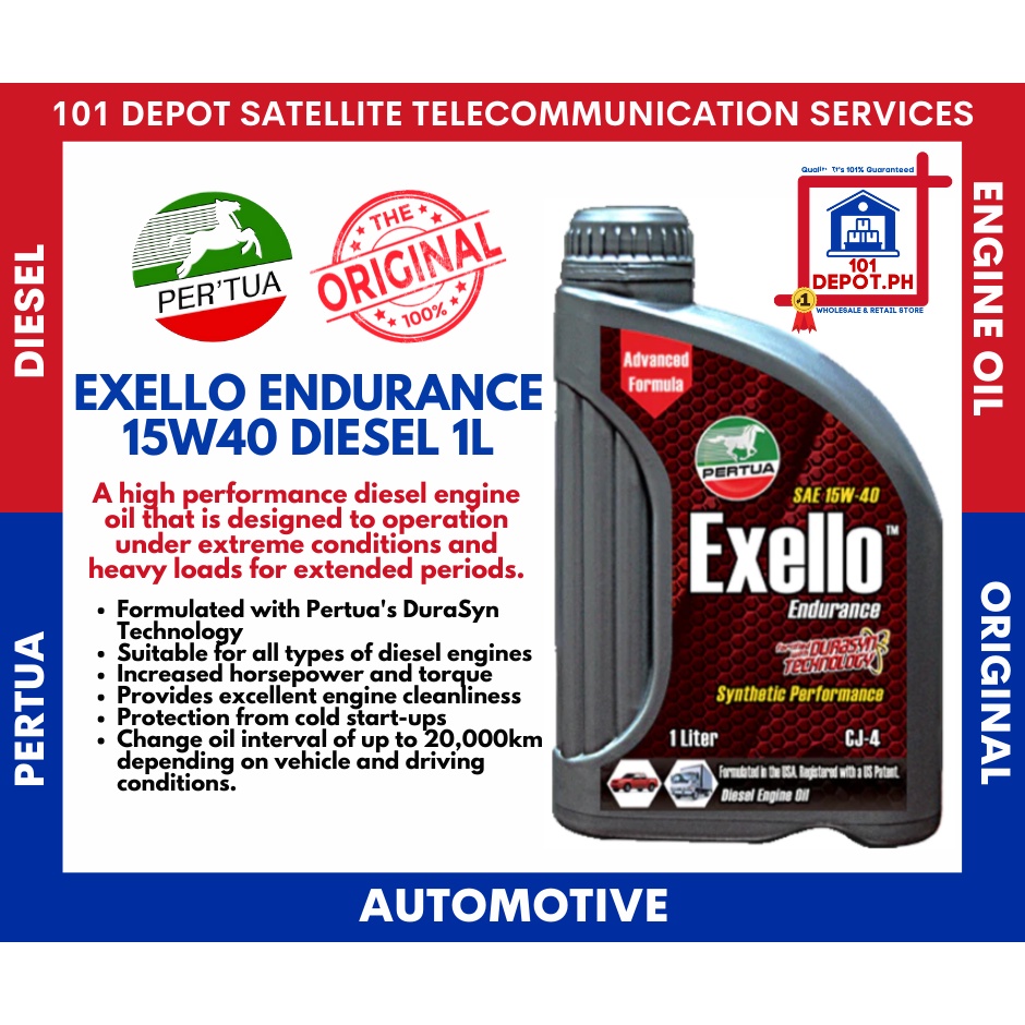 Pertua EXELLO ENDURANCE 15W40 DIESEL 1 LITER + FREE ITEM FOR EVERY 3PCS ...