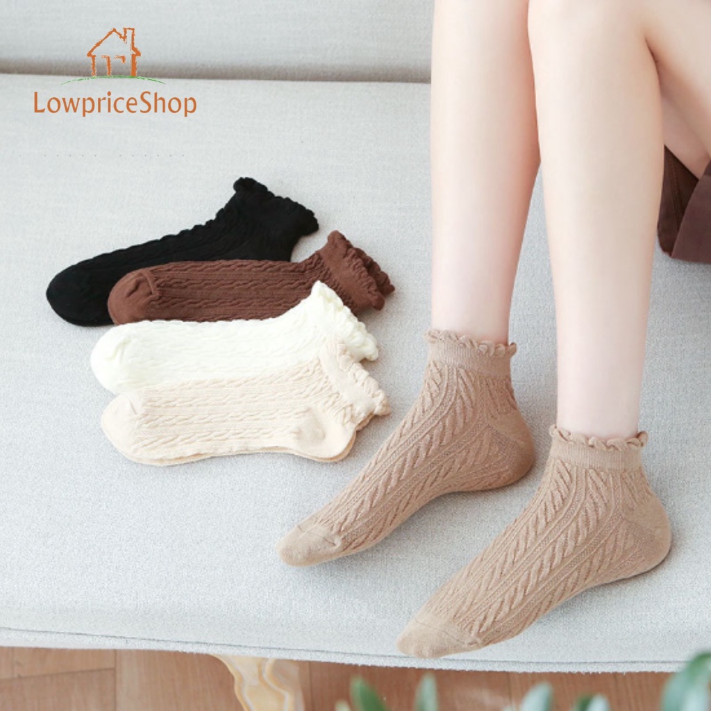 JERRY888 Autumn winter new solid color lace socks women ruffle socks ...