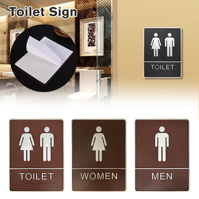 Bathroom Sign Self-Adhesive Acrylic Toilet Sign Men/Women/Toilet WC ...